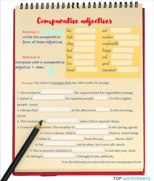 Comparative adjectives. Interactive worksheet | TopWorksheets