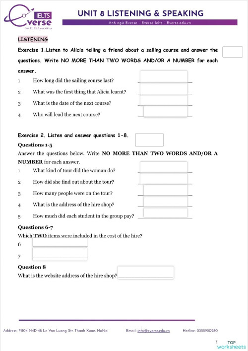 Listening: interactive worksheets and online exercises | TopWorksheets