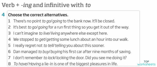 verb patterns. Interactive worksheet | TopWorksheets