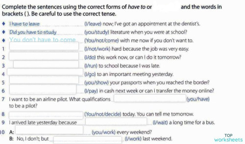 have to/should. Interactive worksheet | TopWorksheets