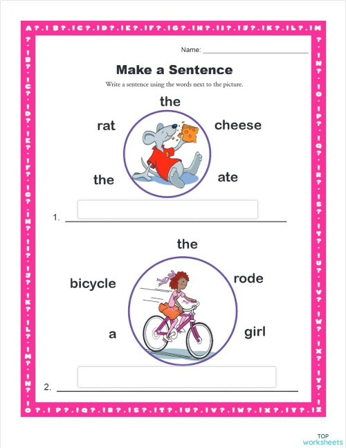 Make a Sentence 1. Interactive worksheet | TopWorksheets