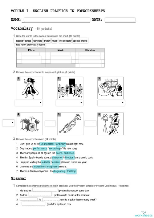 module 1_3eso_practice. Interactive worksheet | TopWorksheets