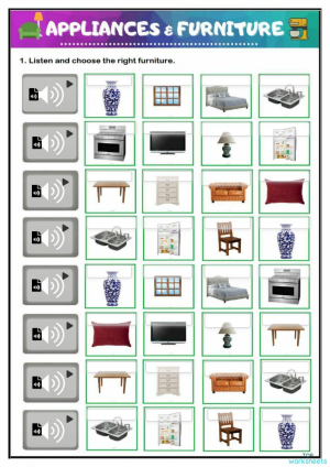 Furniture in the House - Listening. Interactive worksheet | TopWorksheets