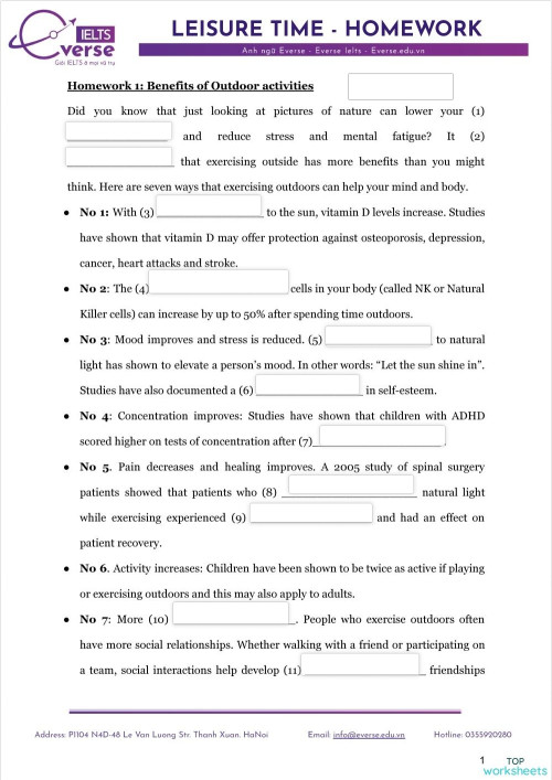 Ground - Leisure Speaking. Interactive worksheet | TopWorksheets
