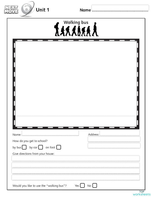 Walking Bus - Writing File KIDS 6.. Interactive worksheet | TopWorksheets