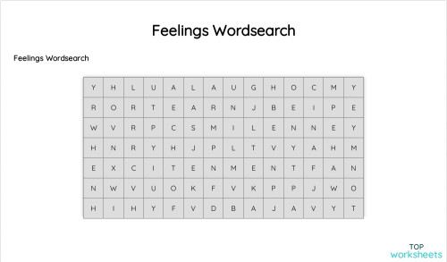 Feelings Wordsearch. Interactive worksheet | TopWorksheets