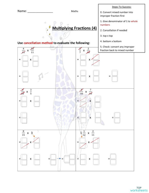 Multiplying Fractions 4. Interactive worksheet | TopWorksheets