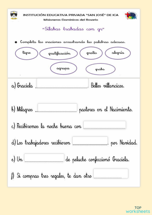 SILABAS GR. Ficha interactiva | TopWorksheets