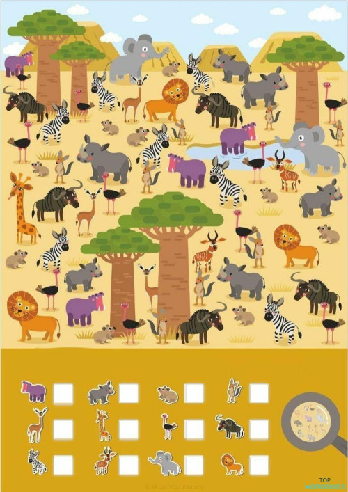 Safari Animals. Interactive worksheet | TopWorksheets
