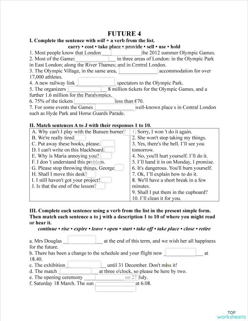 Exercise - future 4. Interactive worksheet | TopWorksheets