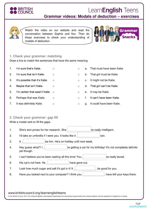 Modals for speculating. Interactive worksheet | TopWorksheets