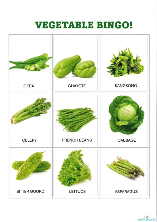 Vegetable Bingo 3. Interactive worksheet | TopWorksheets