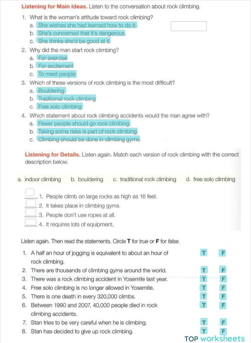 Listening practice ALS03. Interactive worksheet | TopWorksheets