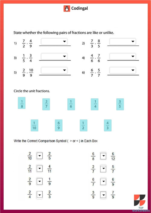 M_G04M08L24_WA01_Identifying the type of fraction and comparing them ...