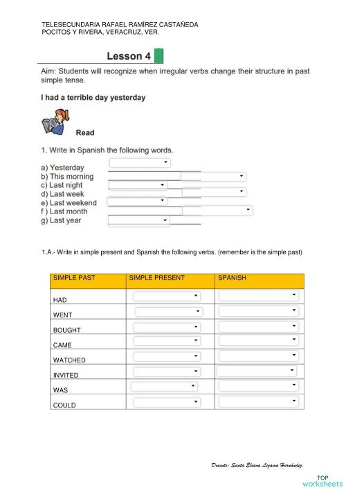Simple present & simple past. Ficha interactiva | TopWorksheets