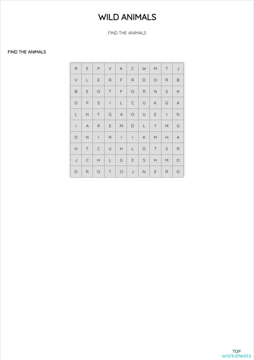 WILD ANIMALS. Ficha interactiva | TopWorksheets