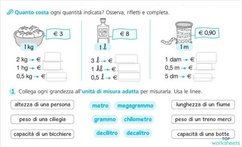 pesi in tabella. Scheda interattiva | TopWorksheets