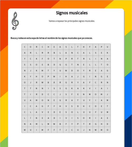 Signos musicales. Ficha interactiva | TopWorksheets