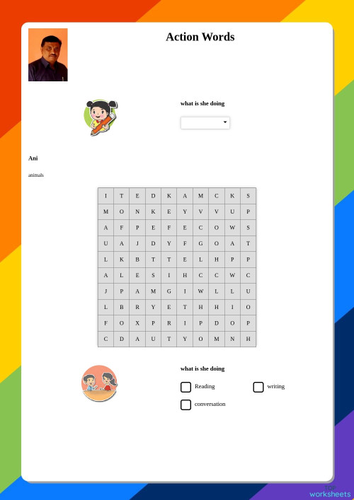 Action Words. Interactive worksheet | TopWorksheets