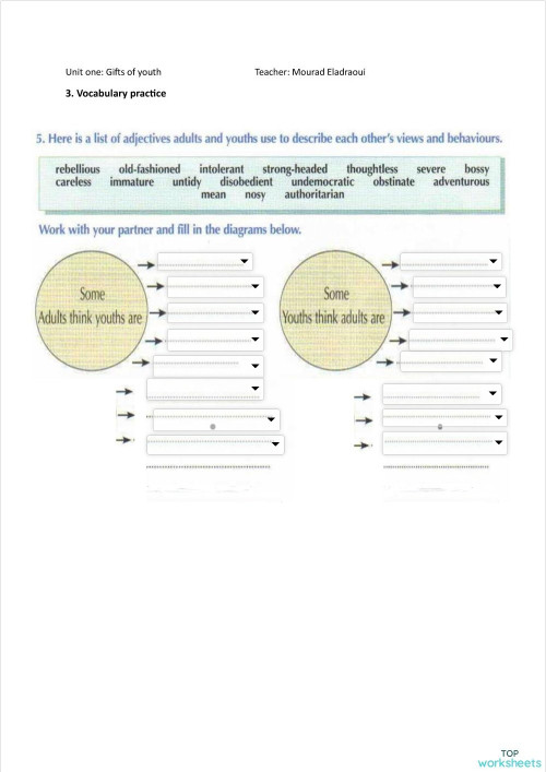 Unit one Vocabulary 4. Interactive worksheet | TopWorksheets