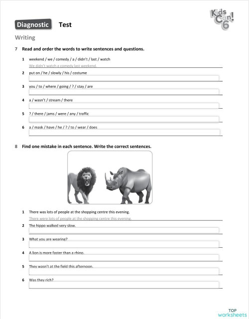 Diagnostic test KC5 4. Interactive worksheet | TopWorksheets