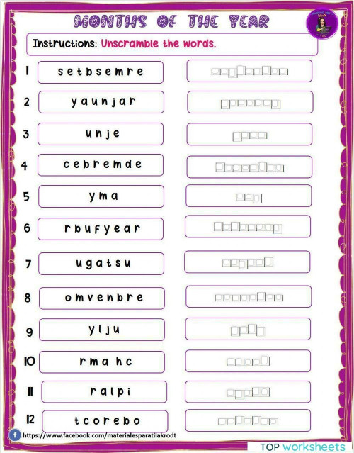 Months of the Year. Interactive worksheet | TopWorksheets