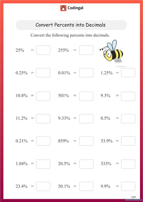 M_G06M05L15_WA02_Converting_Percentages_to_Decimals_4. Interactive worksheet | TopWorksheets