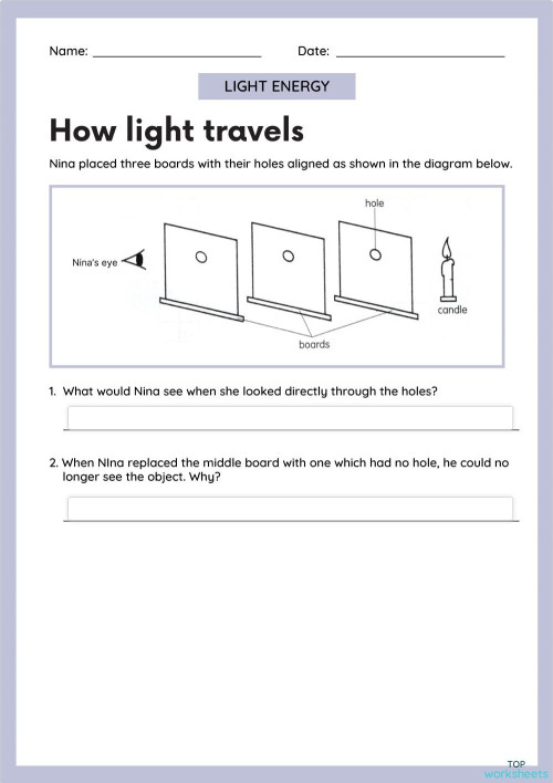 HOW LIGHT TRAVELS. Interactive worksheet | TopWorksheets