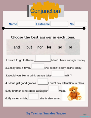 Conjunctions1. Interactive worksheet | TopWorksheets