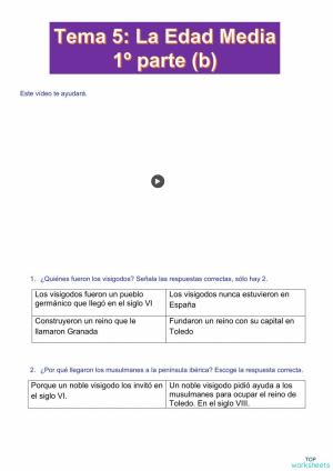 Repasemos la edad media . Ficha interactiva | TopWorksheets