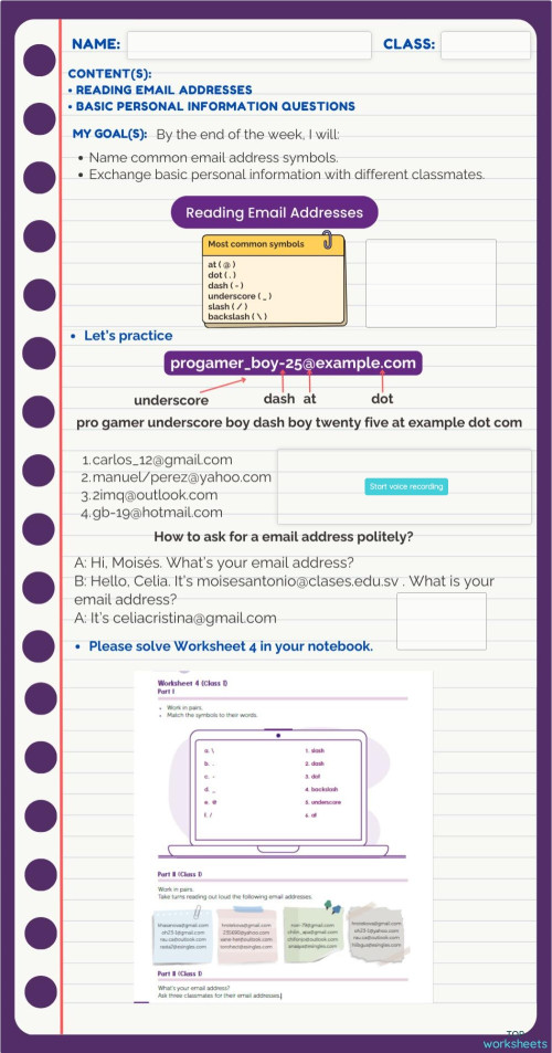 Reading email addresses and Basic Personal Information. Interactive ...