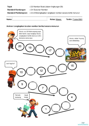 Asas 3M. Interactive worksheet | TopWorksheets