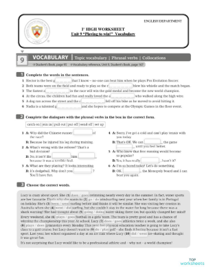 I° Grade Unit 9 Vocabulary. Interactive worksheet | TopWorksheets