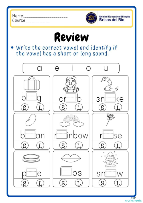 review long and short vowels. Interactive worksheet | TopWorksheets