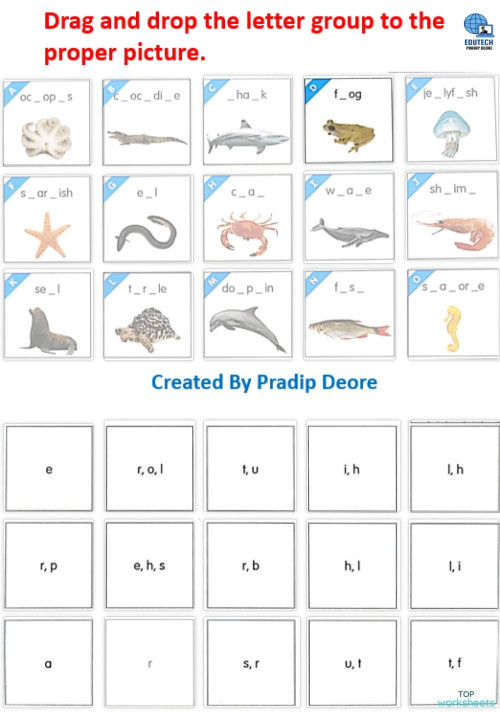 Drag and drop letters to the blank names. Interactive worksheet ...