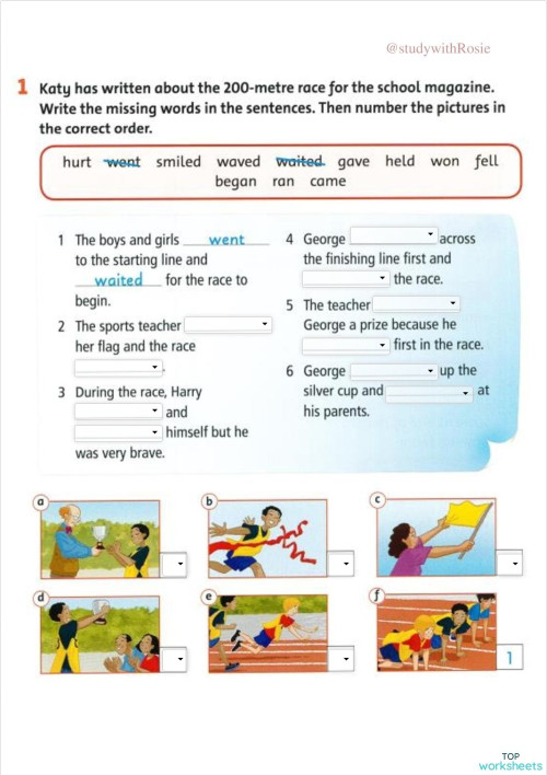 Sports race. Interactive worksheet | TopWorksheets