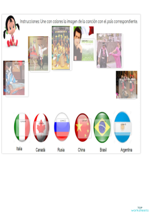 Música del mundo. Ficha interactiva | TopWorksheets