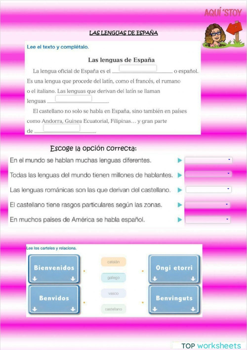 Las lenguas de España. Ficha interactiva | TopWorksheets