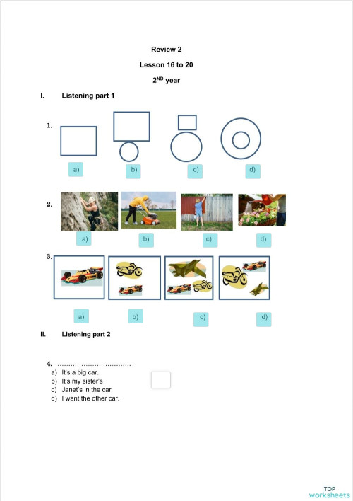 Review 2 lesson 16 to 20 2nd year. Ficha interactiva | TopWorksheets