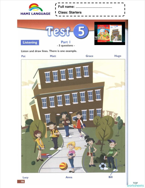 STARTERS SUCCEED TEST 5 LISTENING. Interactive worksheet | TopWorksheets
