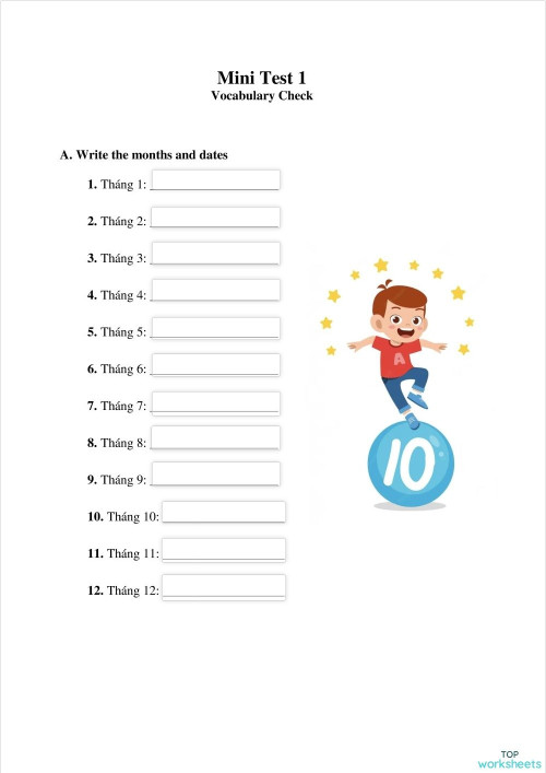 Vocabulary Mini Test 1. Interactive worksheet | TopWorksheets