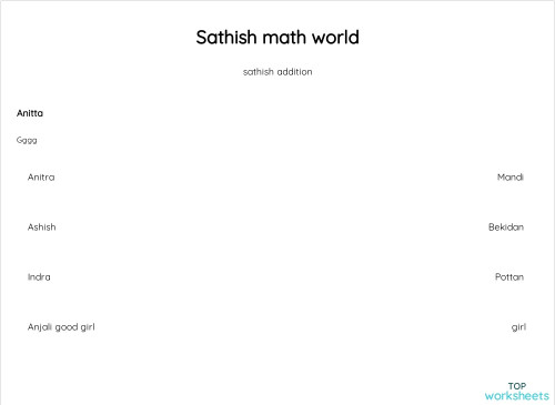 Sathish math world. Interactive worksheet | TopWorksheets