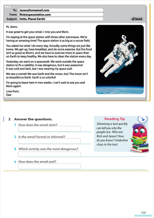 Space writing. Interactive worksheet | TopWorksheets