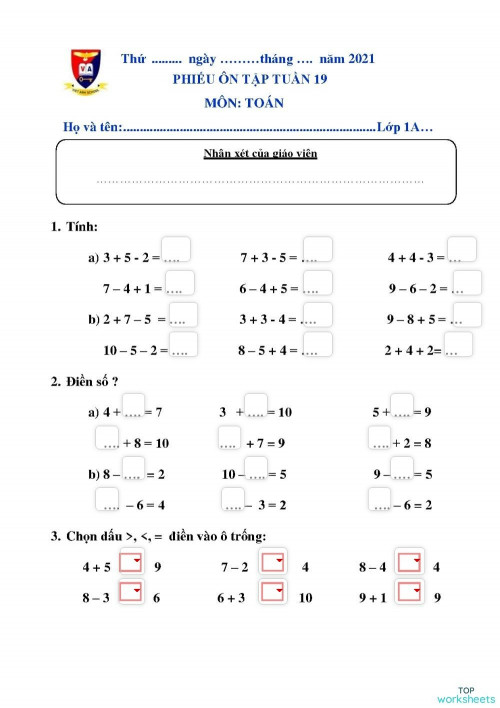 Interactive worksheets and online exercises in vietnamese | TopWorksheets