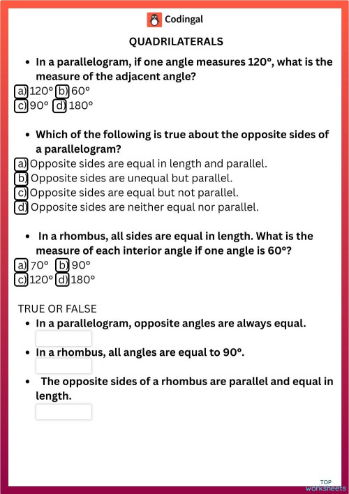 M_G08M18L50_WA01_Properties_of_Special_Quadrilaterals_3. Interactive worksheet | TopWorksheets