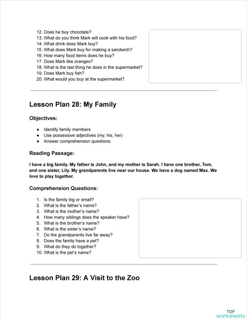 Reading Comprehension A1. Interactive worksheet | TopWorksheets