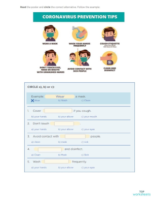 Coronavirus prevention. Interactive worksheet | TopWorksheets