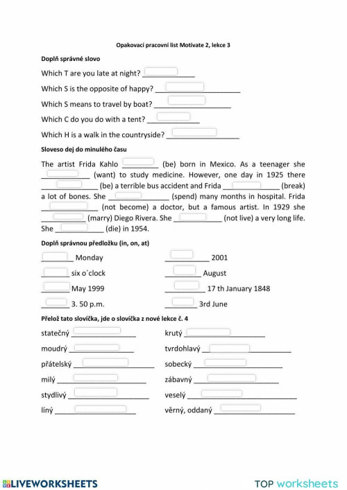 Motivate 2 Unit 3 revision. Interactive worksheet | TopWorksheets