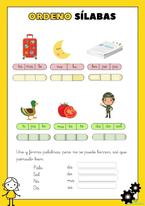 Sílabas: fichas interactivas y ejercicios online | TopWorksheets