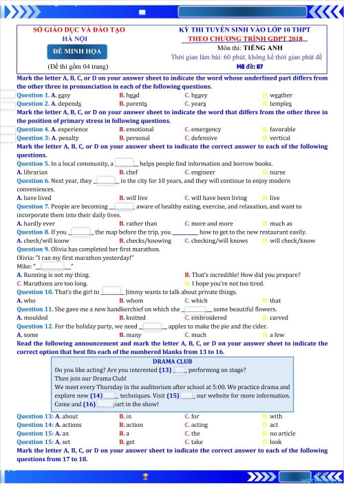 ĐỀ THAM KHẢO 15. Interactive worksheet | TopWorksheets